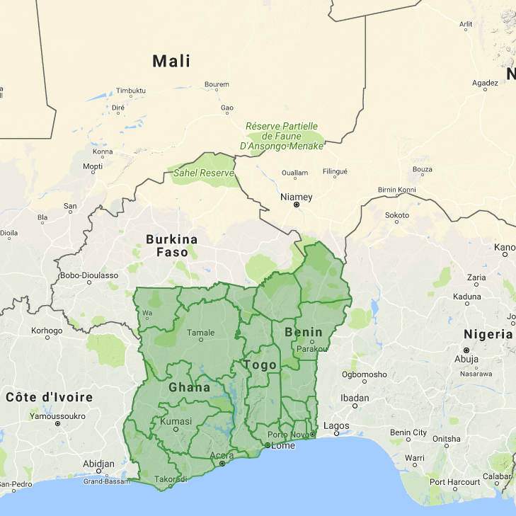 GeoPuzzle - Geographical game of Togo, Ghana, and Benin